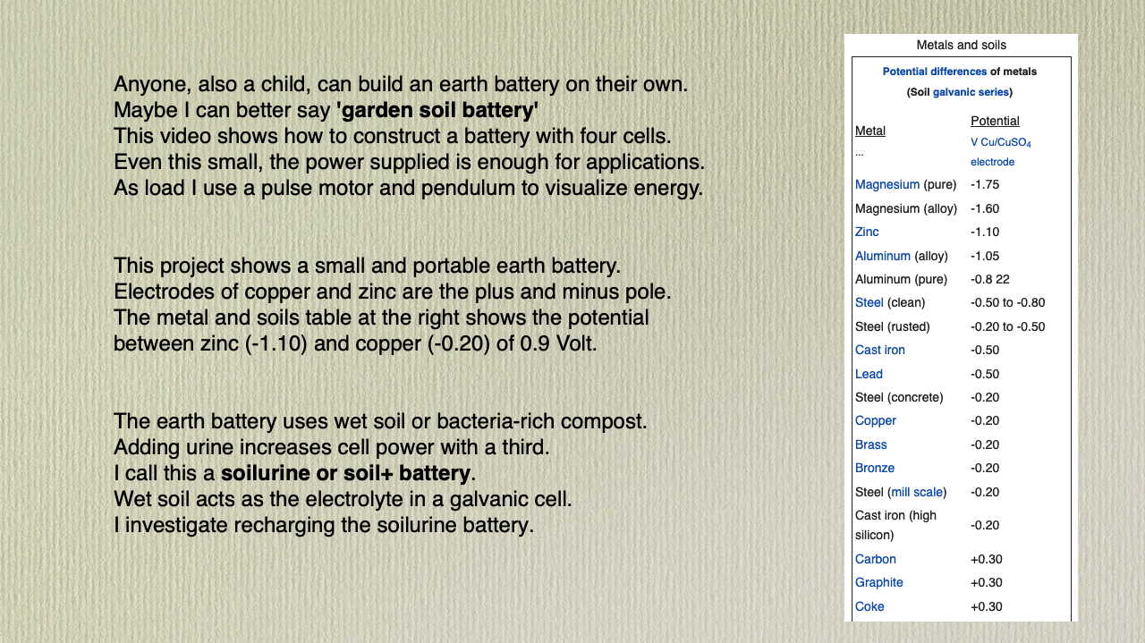 P-soil battery; making, using and measurements – Laboratoire de Synthése